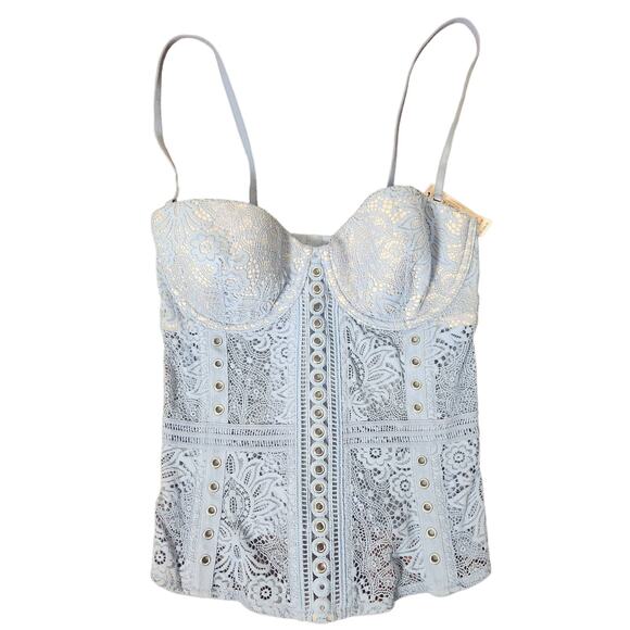 Victoria's Secret | Tops | Victorias Secret Light Blue Faux Corset Top ...